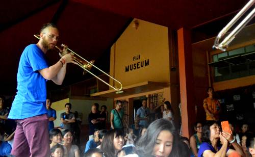 French brass band teach children on musical instruments - The Fiji Times