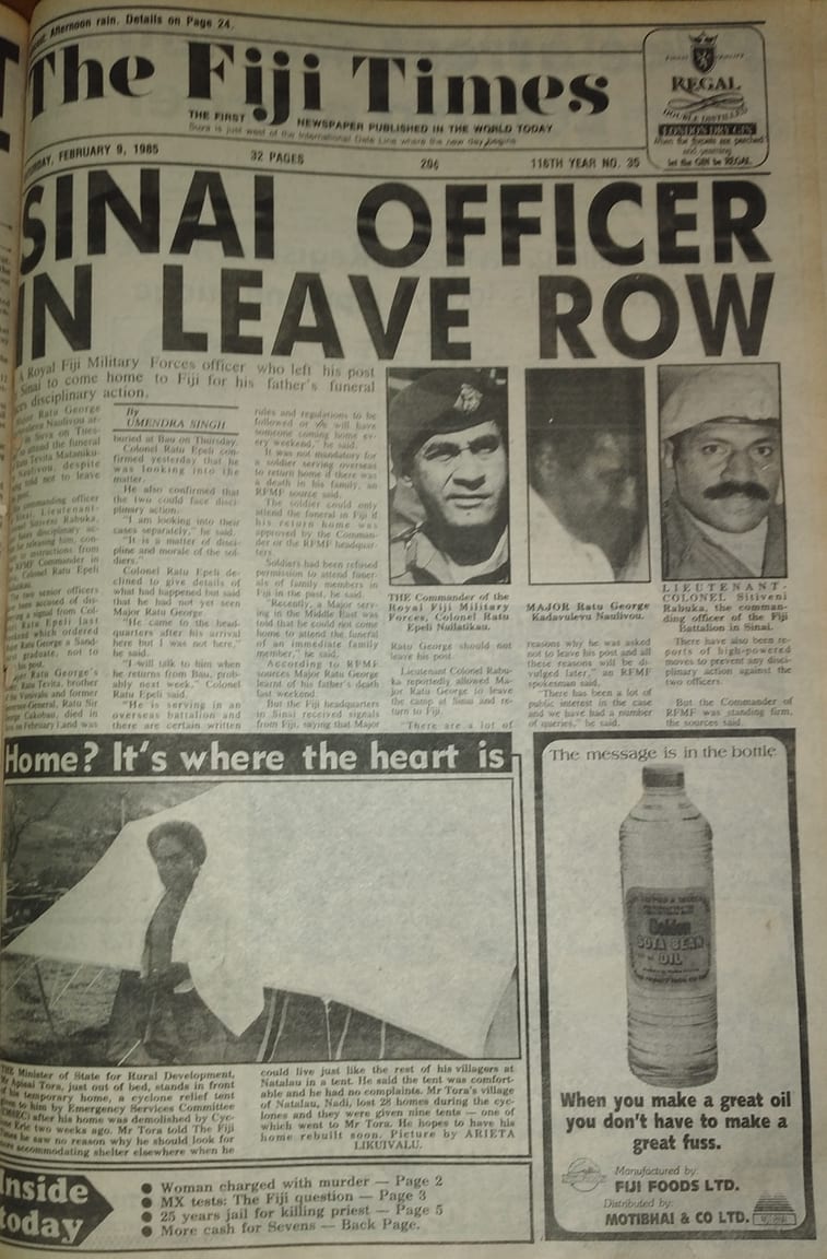 Back in time: Saturday, February 09, 1985 - The Fiji Times