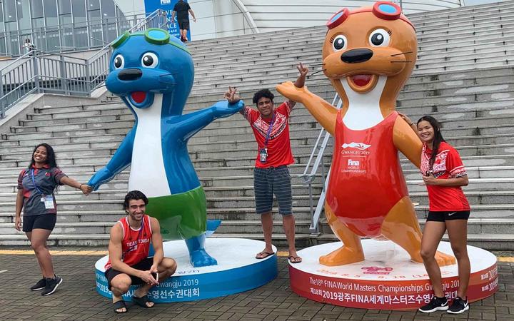 Amini Fonua making a splash in and out of the pool - The Fiji Times