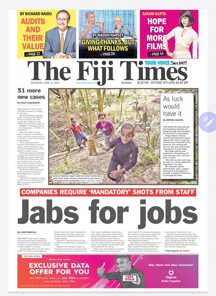 From the Editor-in-Chief's desk: Your June 12 briefing - The Fiji Times