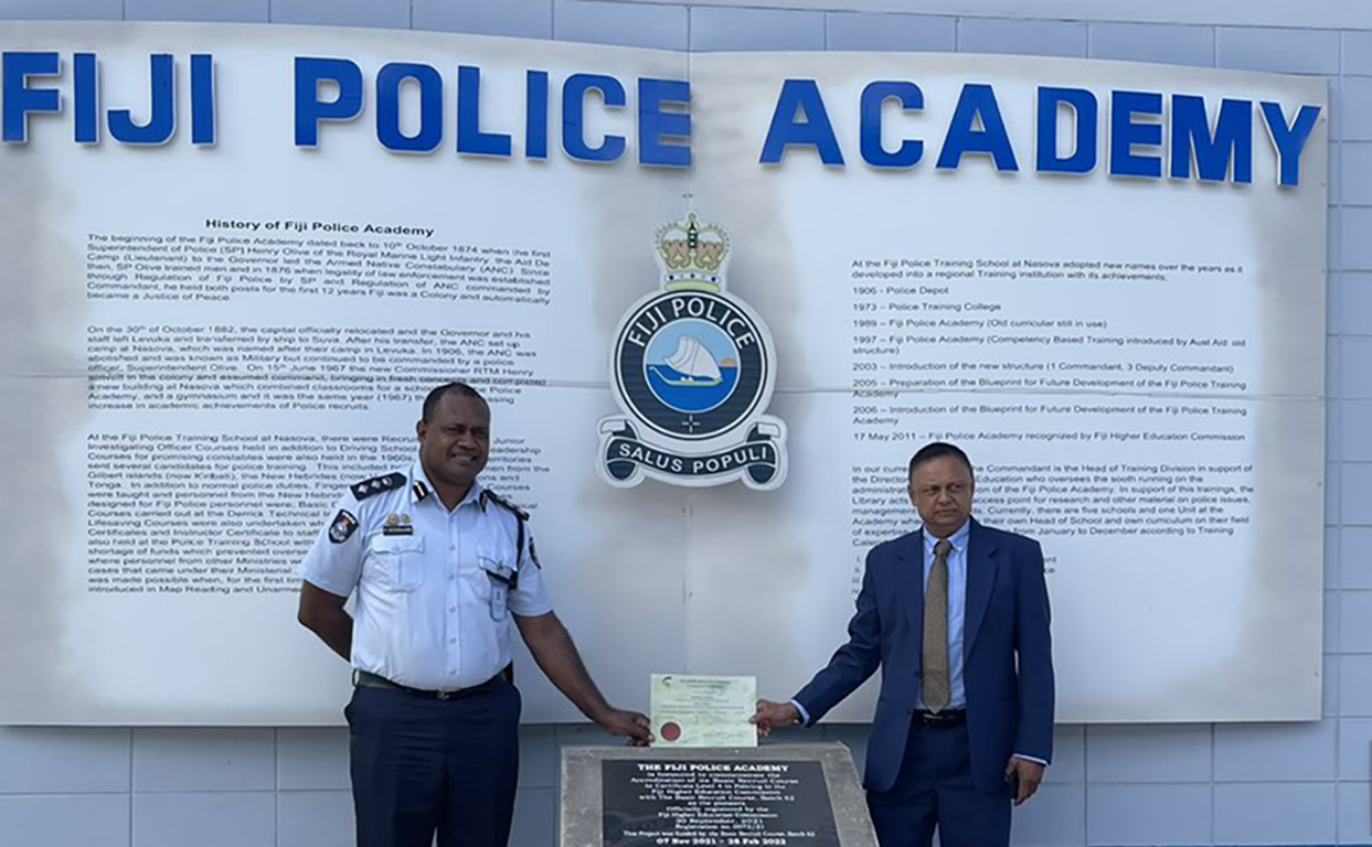 Fiji Police Academy receives certificate of registration - The Fiji Times