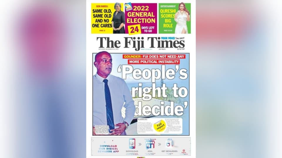 From the Editor-in-Chief’s desk: Your November 19 briefing - The Fiji Times