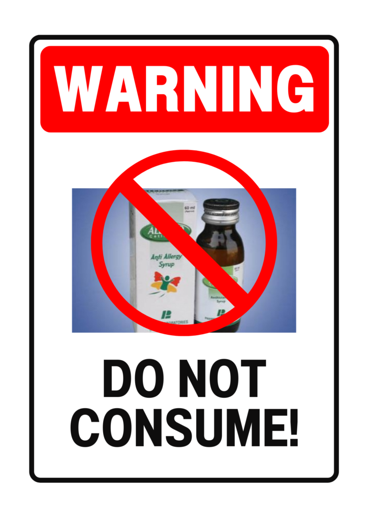 WARNING! Do not consume Alergo Cetrizine : toxic to humans and fatal ...