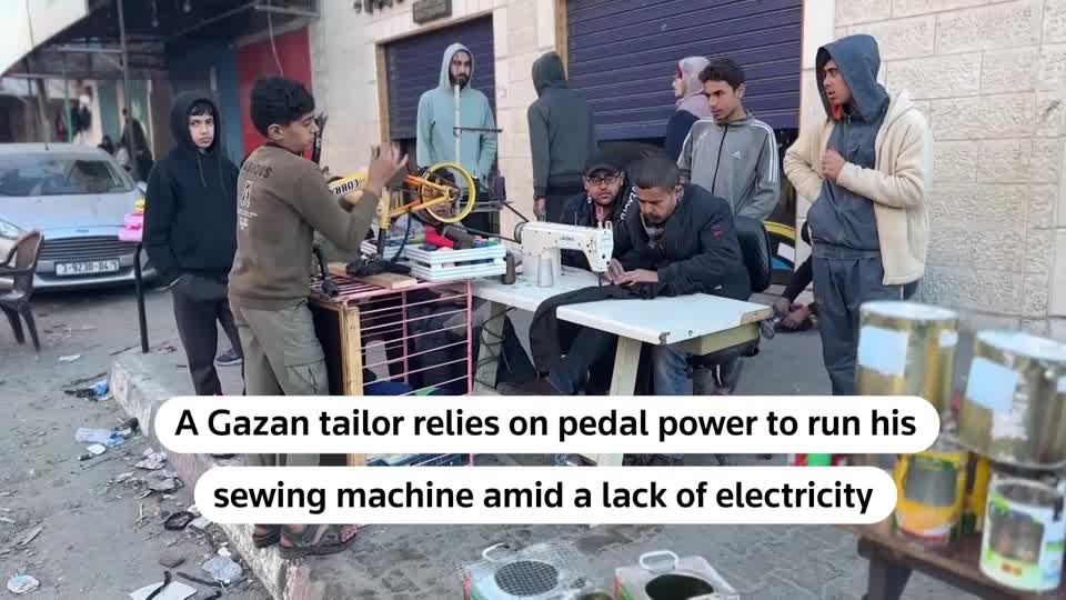 Gaza tailor uses pedal power for sewing machine as war grinds on - The ...