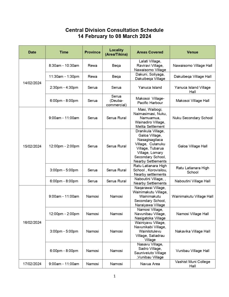 NDP nationwide consultations begin today - The Fiji Times