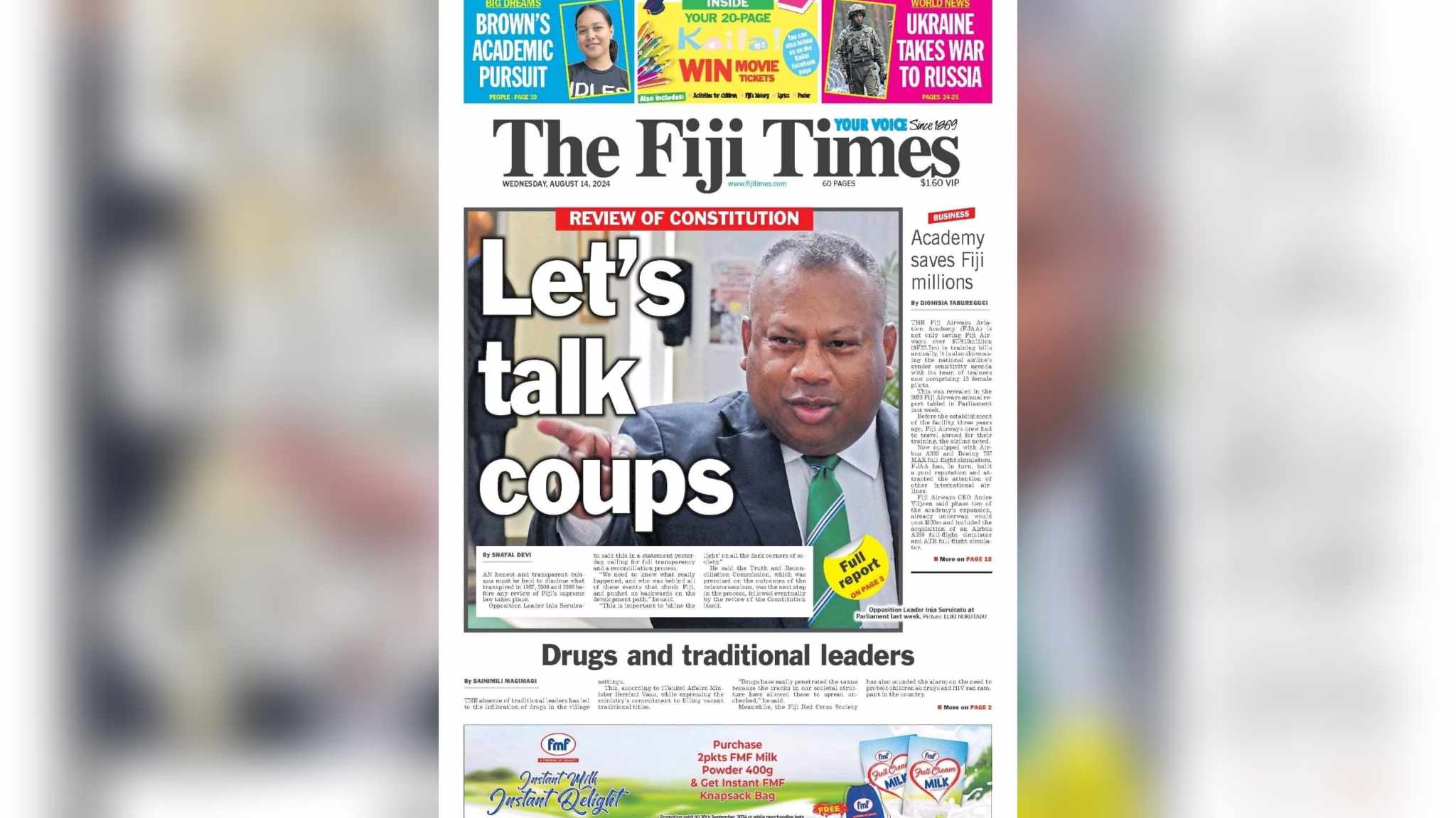 From the Editor-in-Chief’s desk: Your August 14 briefing - The Fiji Times