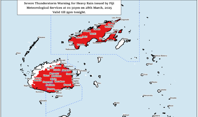 FRIDAY 28/03 - Bad weather for the next few hours in parts of Fiji ...
