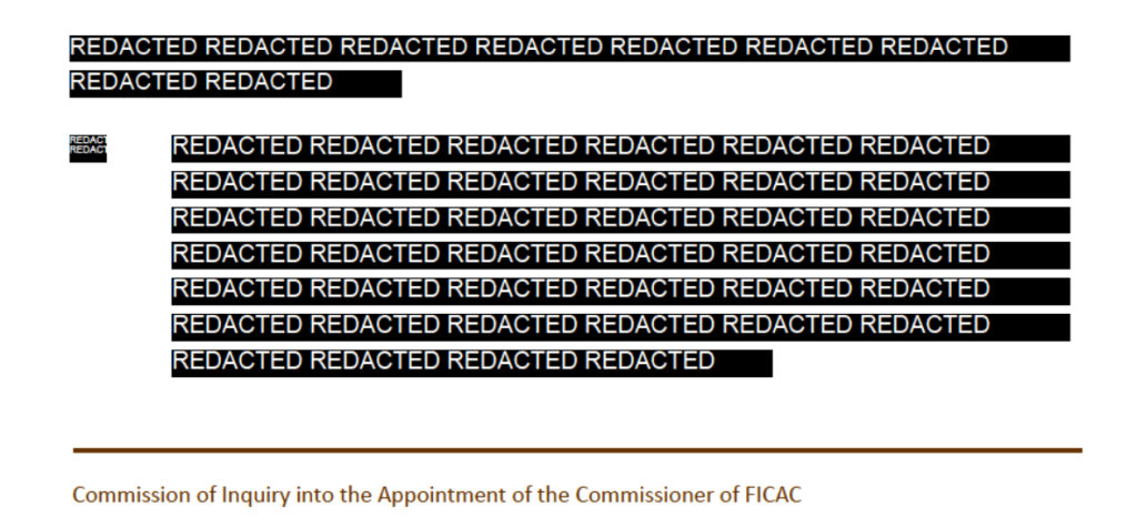 Chapter 7 blacked out: alleged crimes redacted in CoI inquiry report ...